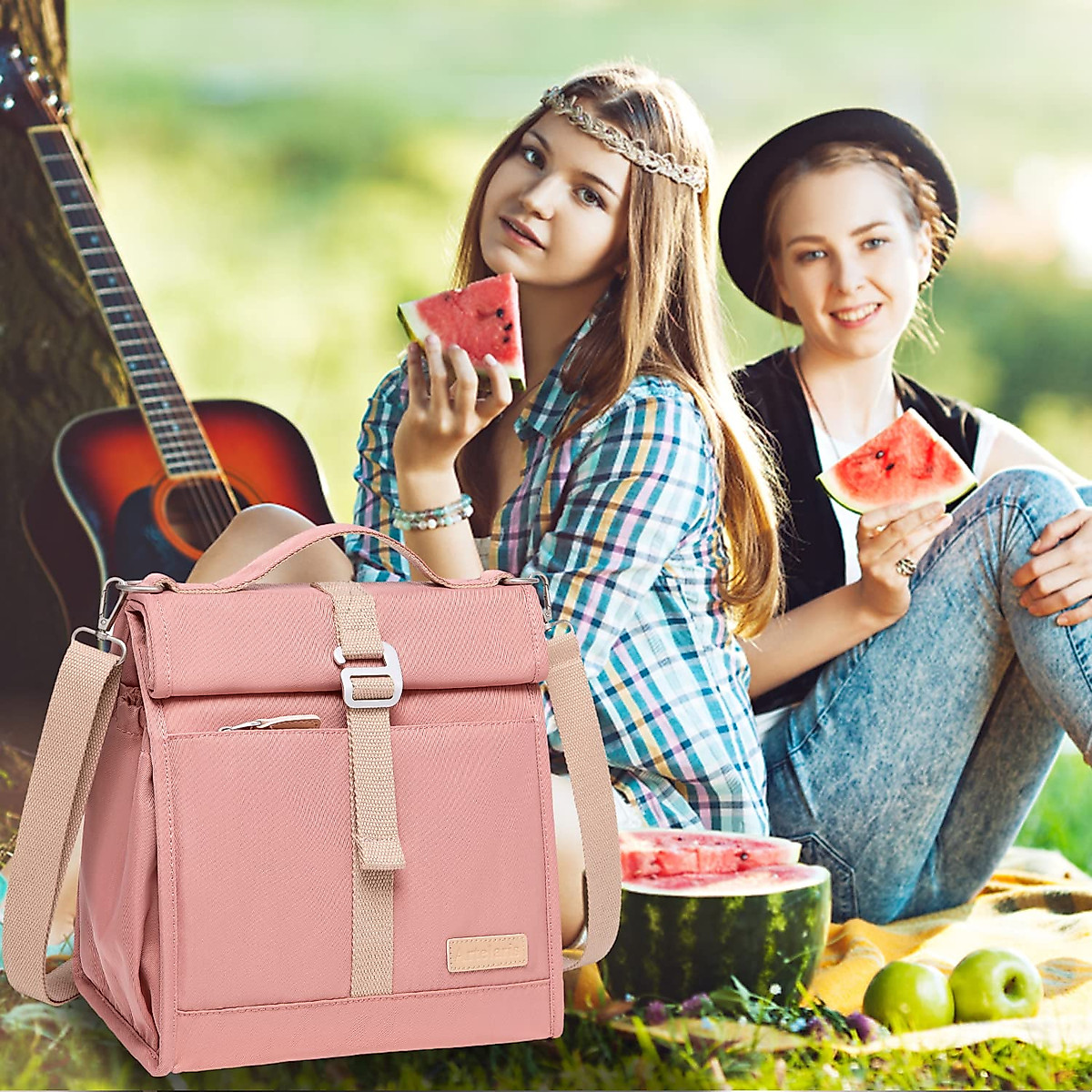 Roll Top Lunch Bag for Men & Women, Artelaris Small Portable Lunch Box Insulated Lunch Bag, School & Work Tote Lunch Bag, Boys & Girls Lunch Box Cooler with Side Pocket Lunchbag, Lunchbox, Park Picnic