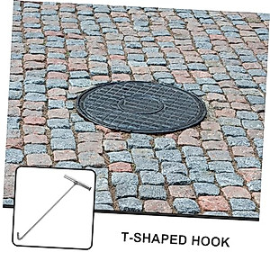 Hohopeti Stainless Steel Manhole Lifter Tool Heavy Duty Hook for Lifting and Moving Manhole Covers Storm Drains and Sewer Lids Portable and Household Door Lifter