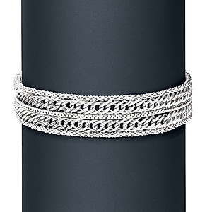 Ross-Simons Italian Sterling Silver Popcorn-Chain and Curb-Link Bracelet. 7 inches