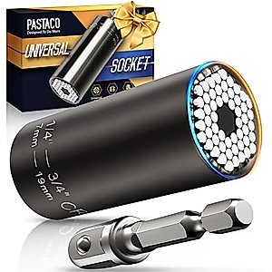 PASTACO Super Universal Socket Tools Gifts for Men- Christmas Stocking Stuffers Socket Set with Power Drill Adapter GadgetsTool Gifts for Dad Him Boyfriend Women Husband Handy DIY Tool (7-19mm)
