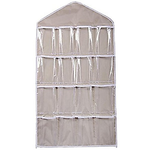 melupa Hanging Closet Organizer Space Saver Storage Bags 16 Pockets Wall Shelf Wardrobe Organizers for Underwear, Stocking, Toiletries Accessories, Bra, Sock