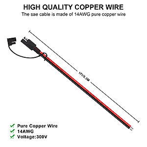 iGreely 2Pack SAE Extension Cable SAE Quick Connector Disconnect Plug for RV Trolling Motor Solar Panel (14AWG)