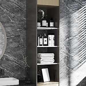 jkxoo Expandable Tension Shelf, Heavy-Duty Metal Cabinet Closet Shelves Organizer, Adjustable Shelves, Closet Shelving System Wall Mounted for Cabinet Wardrobe Cupboard Kitchen Bathroom