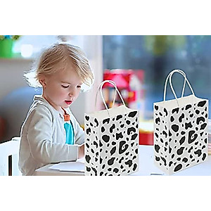 YYaaloa 30pcs Small Gift Bags with Handle Bulk 8.26 x 5.9 x 3.15 inch Cow Print White Party Favor Paper Shopping Bags for Kids Birthday Xmas Party Supplies (Small 30pcs)