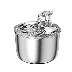 Mcacetine Cat Water Fountain Stainless Steel, Quiet Automatic Dog Water Dispenser, 2L/67oz, Adjustable Water Flow, Dog Dispenser Water Bowl, Multiple Pets Water Fountain