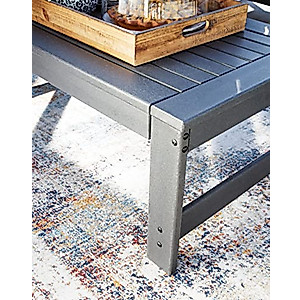 Signature Design by Ashley Amora Outdoor HDPE Patio Coffee Table, Charcoal Gray