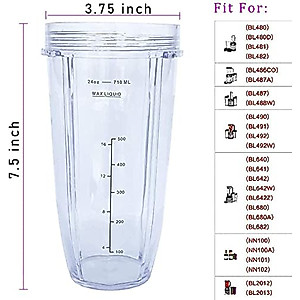 Nutri Ninja Blender Cup 24 oz. Tritan Cups with Sip & Seal Lids. Compatible with BL480, BL490, BL640, BL680 Auto IQ Series Blenders (Pack of 2)