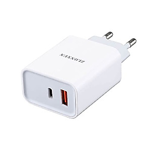 20W Fast European Charger 2-Pack EU (USB C + USB A) Plug Adapter for Samasung Galaxy S22/S21/S20/S22 Ultra/S21+/S20 FE, iPhone 13 12 11 Pro Max XS XR,Motorola/LG/Google Pixel/OnePlus/Xiaomi(2 Packs)