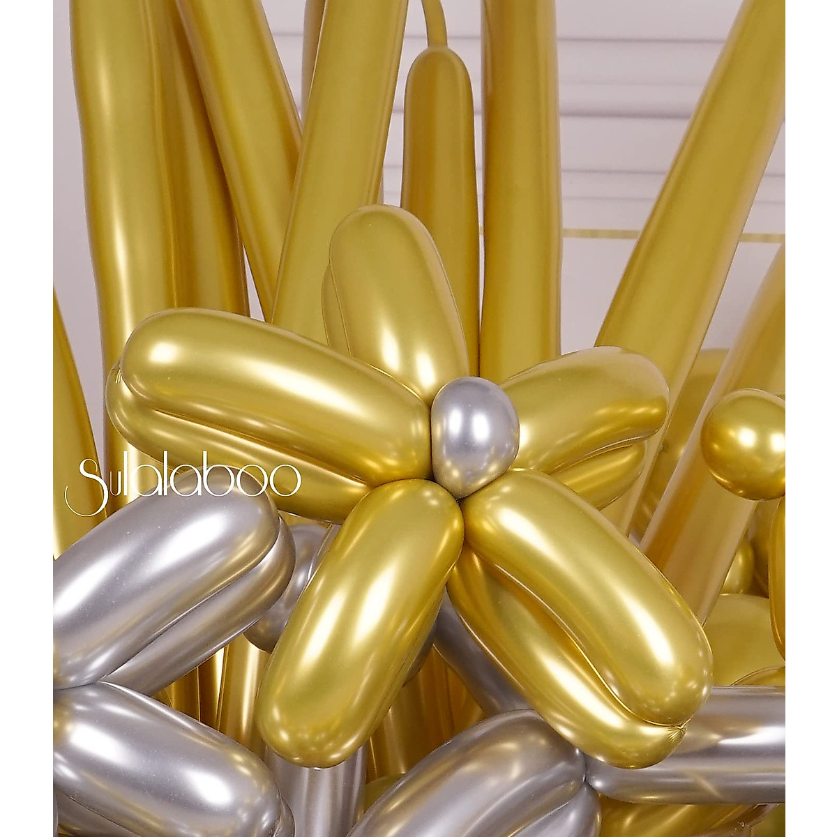 SULALABOO 260 Balloons Gold Metallic 80PCS Latex Long Shiny Balloon to Twisting Flowers Animals for Birthday Party Anniversary Wedding or Other Party Events and Festivals DIY