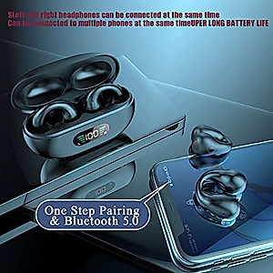 AAOCLO Wireless Ear Clip Bone Conduction Headphones, Wireless Bluetooth Headset, Bone Conduction Clip Ear Noise Reduction Sports Running Waterproof Noise Reduction (White)