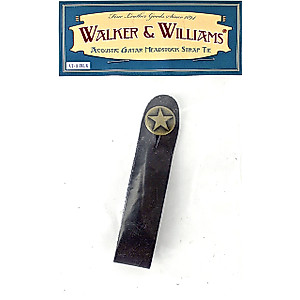 Walker & Williams AT-1 Black Leather Acoustic Guitar Strap Button Headstock Adaptor For Acoustic, Electric, And Bass Guitars