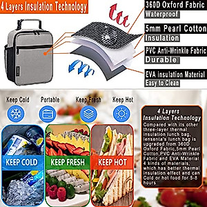 LESENTA Lunch Box for Men Women Adult-Small Insulated Lunch Bag for Office Hiking - Portable Reusable Lunch Box (Light Gray)