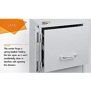 Guardianite File Cabinet Locking Bar. Fits 2 and 3 Drawer File Cabinets. includes Padlock and Cobalt Drill Bit. (Gray)