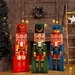 Teling 12 Pcs Christmas Nesting Gift Box Christmas Stackable Box Large Soldier Nutcracker Stacking Gift Boxes Gift Box Decorations for Christmas Wrapping Party Supplies(Nude)
