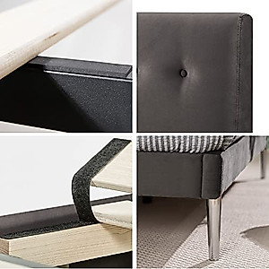 ZINUS Taylor Velvet Upholstered Platform Bed Frame / Velvet Bed Frame / No Box Spring Needed / Easy Assembly, Charcoal, King