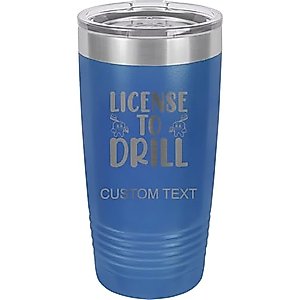20-Ounce Vacuum Insulated Stainless Steel Tumbler Customized Etched Double-Walled Laser Engraved Coffee Blue BPA-Free Mug, Lid, License to drill Dentist, Personalized Hot/Cold Insulated