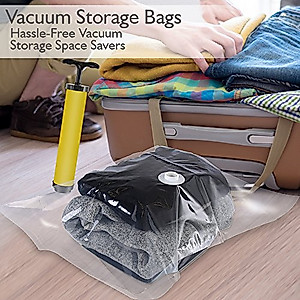 Serene Life Premium Jumbo Vacuum Storage Bags with Hand Vacuum Pump | Easy to Use, Reusable, Zippered Plastic Space Saver Bags for Storage, Travel & Closet Organization