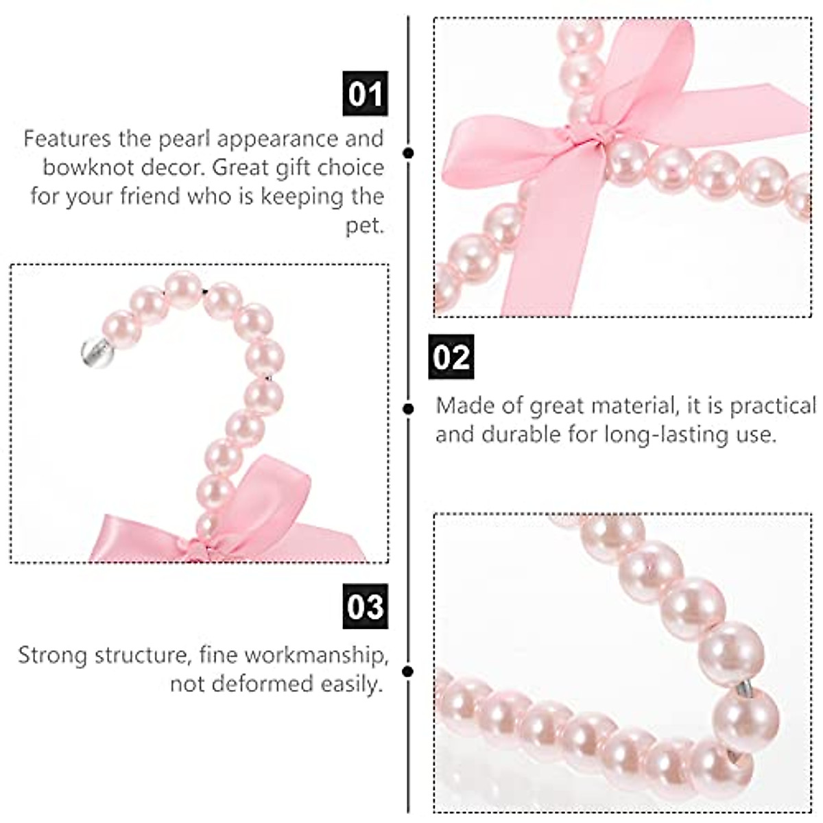 balacoo 5pcs Dog Cat Pet Clothes Hanger Pearl Beads Metal Elegant Clothes Hangers Dress Coat Hangers Closet Coat Dry Rack Storage Organizer for Children 20CM