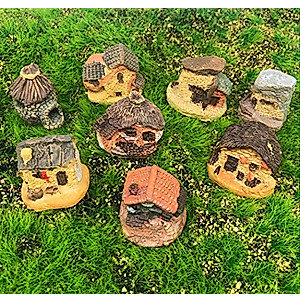 Kbraveo 12pcs Fairy Gardens Stone House and Fairy Gardens Tree,Fairy Gardens Kits Dollhouse Supplies DIY Outdoor Decorations