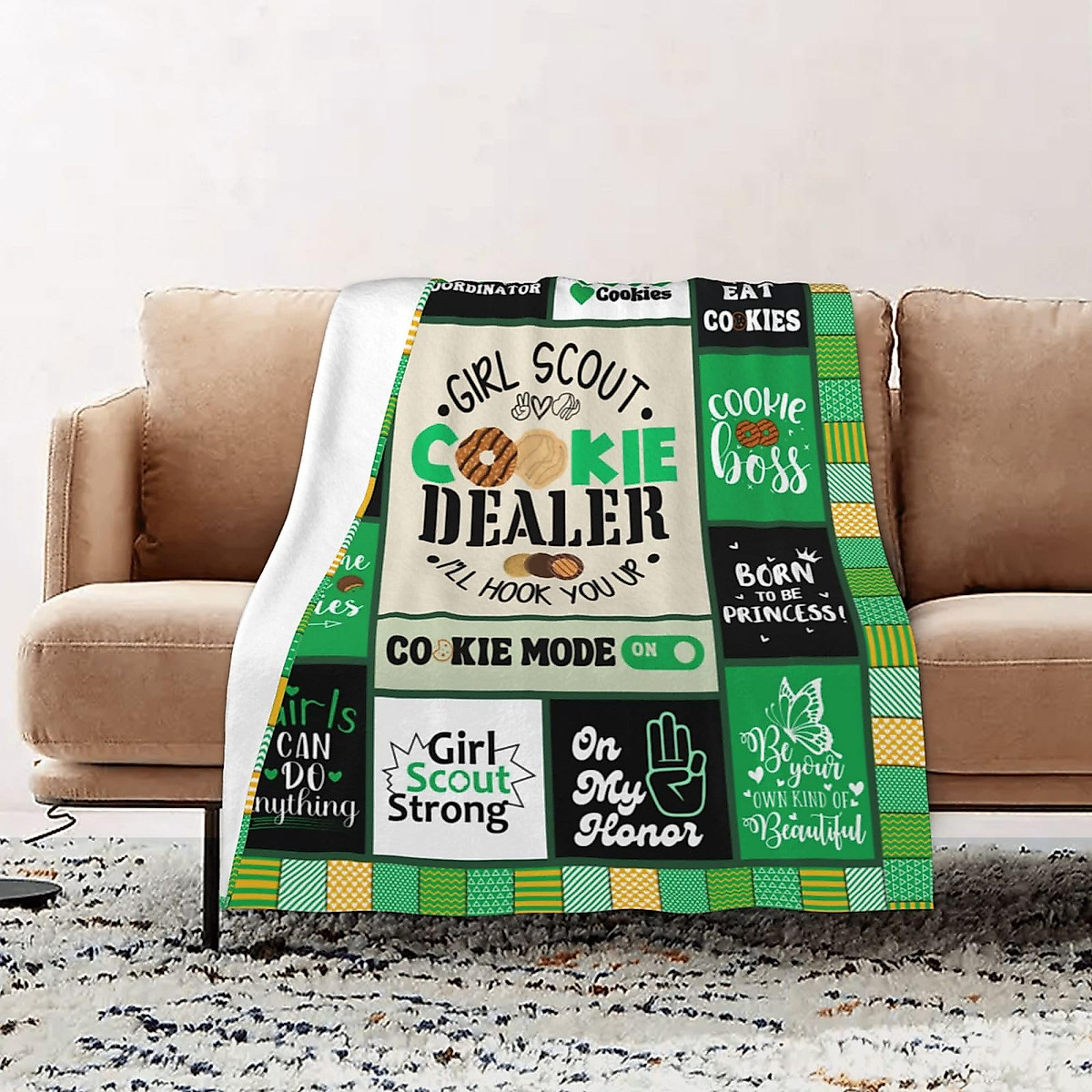 Girl Scout Gifts for Christmas, Xmas Gifts for Girl Scout, Girl Scout Cookie Sign Gifts, Girl Scouts Gifts, Girl Scout Bridging Gift, Girl Scout Cookies Gifts Throw Blanket 60 x 50 Inch