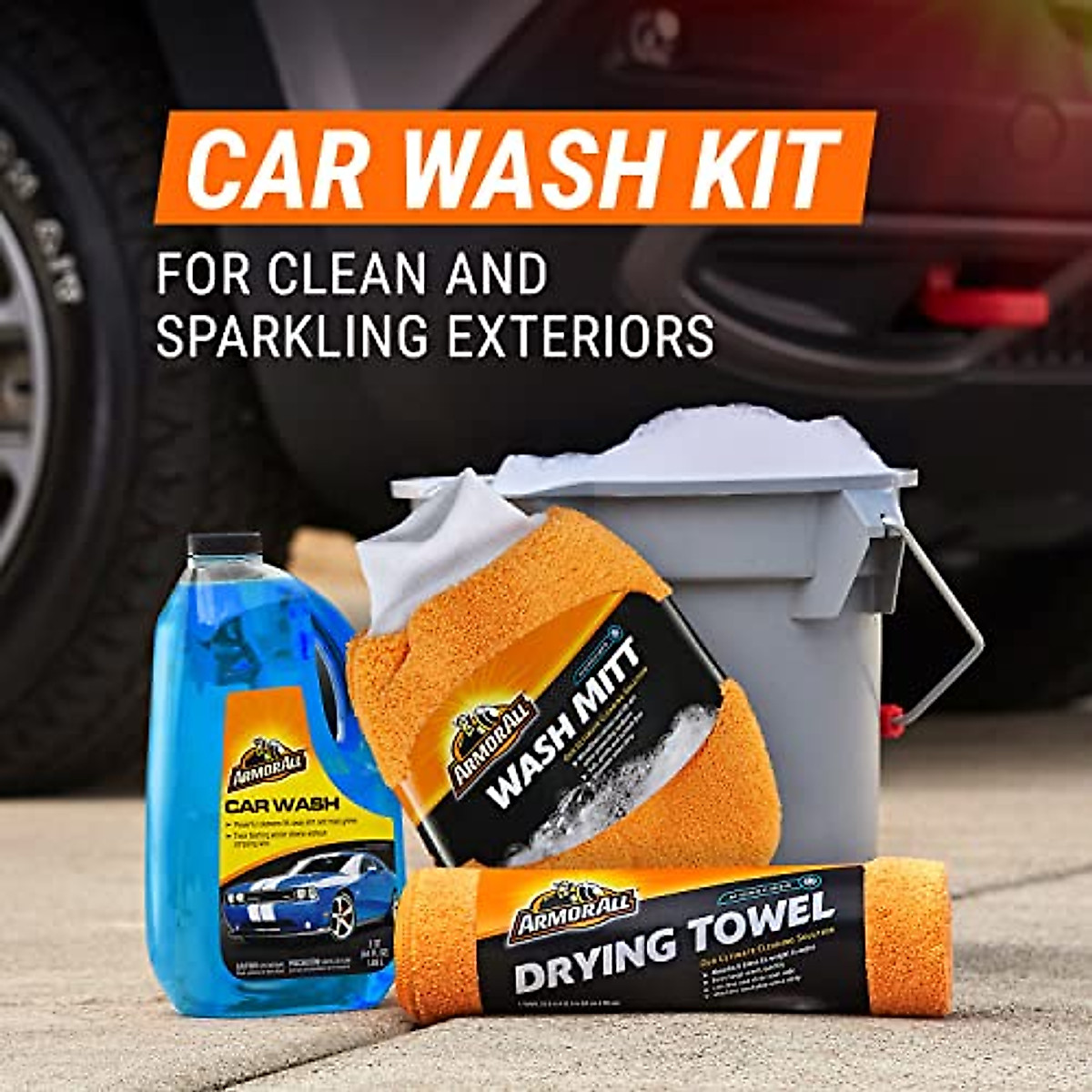Armor All Car Wash and Cleaner Kit, Includes Cleaning Wipes for Car Interior, Cleaner Concentrate, Car Air Freshener, Microfiber Towels (8 Piece Kit)