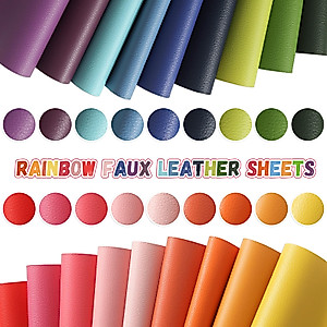 18 Pieces Faux Leather Sheets, 8×12 inches Rainbow Soft Leather Fabric Colourful Sheets Suitable for Making Bows, Leather Earrings, Hair Accessories DIY Projects