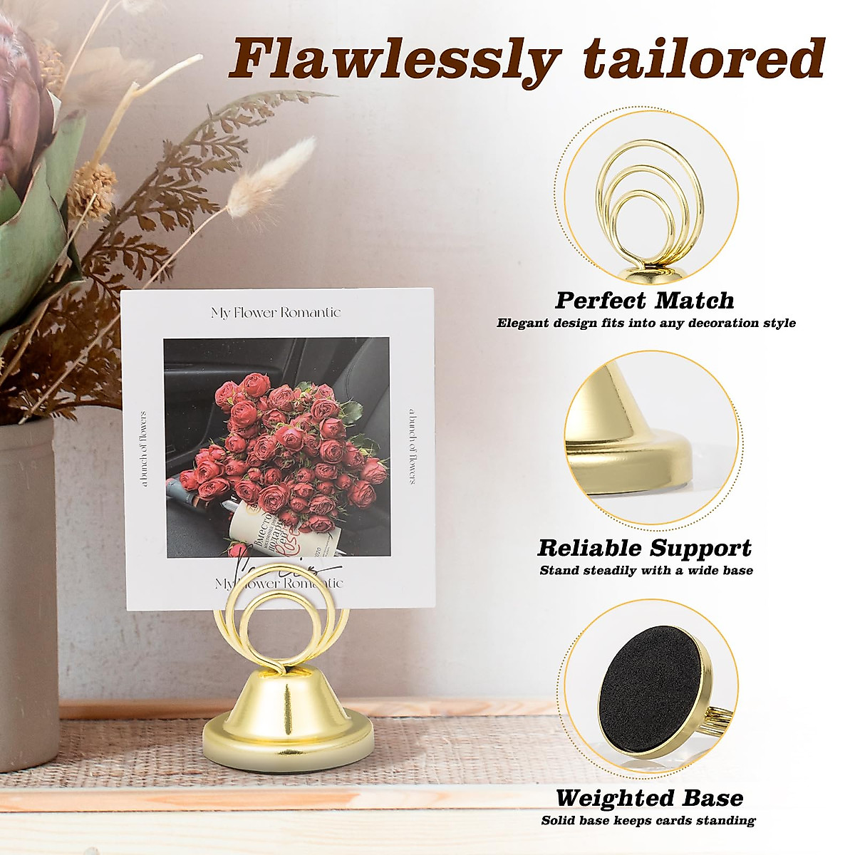 12Pcs Table Number Card Holder-Table Card Holder Stand for Wedding-Picture Photo Holder-Place Card Holder Stand for Memo Notes-Table Name Card for Weeding,Party,Centerpieces,Birthday,Decorations