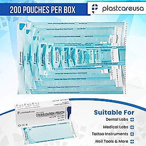 200 12 Inch x 19 Inch Sterilization Pouches, Sterilizer Autoclave Bags for Sterilizing Dental Medical Instruments and Cleaning Tools