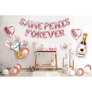 PartyForever Bachelorette Party Balloons Set with Rose Gold 16" Letters and Ring Balloon - Bachelorette Party Decorations Kit - Hen Party Supplies Bridal Shower Decorations