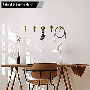 BGL Bath Towel Hooks Brushed Gold Pack of 5 Coat Hooks Wall Mount Leaves Design Heavy Duty Wall Hooks for Bathroom Kitchen Hallway Storage & Decoration