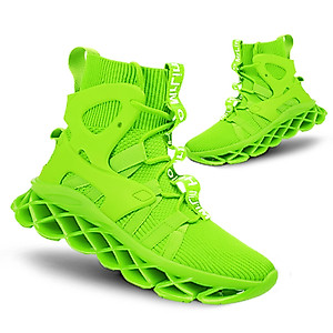 DUDHUH Women's Fashion Sneakers Running Shoes Womens Non Slip Comfortable Blade Type Athletic Walking Shoes for Women Fluorescent Green