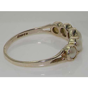 LetsBuyGold 925 Sterling Silver Cultured Pearl Womens Band Ring - Sizes 4 to 12 Available
