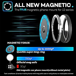 Quarble Magnetic Dashboard Car Mount Compatible with MagSafe Case iPhone 14 13 12 Pro Max Plus Mini, 360° Adjustable Phone Holder No Metal Plate Needed 2021 All New