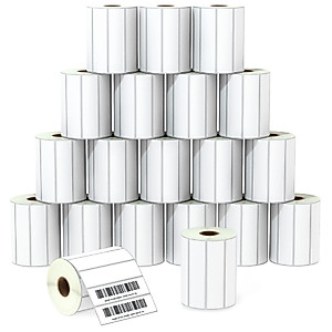 BETCKEY - 4" x 1" (102 mm x 25 mm) Multipurpose Labels Compatible with Zebra & Rollo Label Printer,Premium Adhesive & Perforated [20 Rolls, 27500 Labels]