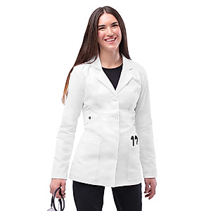 Adar Universal Stretch Lab Coat for Women - 28" Tab-Waist Lab Coat - 3300 - White - M