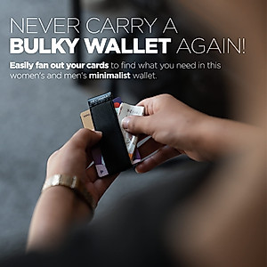 KeySmart - Elastic Wallet band to Keep Your Cards and Money More Secured - Stretchable and Minimalist Money Band for Men and Women - Rubber band Wallet for Cards, License, Cash (Black)