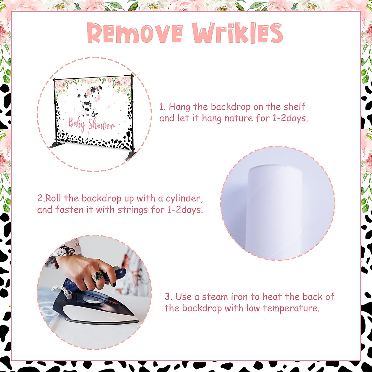 Pink Cow Baby Shower Decorations - Pink Cow Baby Shower Backdrop, Holy Cow It’s a Girl Banner, Cow Theme Cake Cupcake Toppers, Cow Print Balloons for Farm Animal Cow Themed Baby Shower Decorations