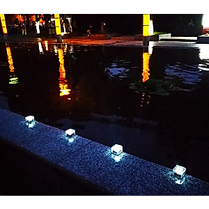 ASTRAEUS Solar Brick Light Solar Ice Light Ice Cube Lights Buried Light Paver for Garden Courtyard Pathway Patio Outdoor Decoration 4 Pack White （Upgraded Package）