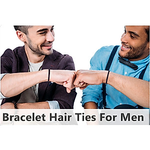 WDGROW Large Braided Mens Hair Ties, for Longhairs Men Bun,Thick Black Pony Tails Ties for Women,Guys, Bracelet Hair Tie,For Thick and Thin Hair,12 Packs,Durable (Black)