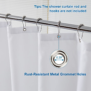 Amazer White Shower Curtain Liner Washable, 72 x 72 Inches, Fabric Shower Liner with 2 Bottom Stones, Waterproof 2-in-1 Shower Curtain and Liner, 12 Grommet Holes, Hotel Quality, White