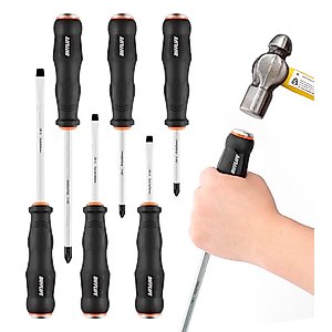 DIFFLIFE Screwdriver Sets Screwdriver Kit 6-Piece, Professional Cushion Grip Insulated Magnetic Tip Electrician Screwdriver Kits (6-Piece)