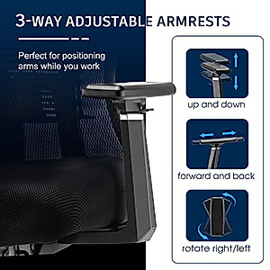 MOLENTS Ergonomic Office Chair,Mesh Computer Chair,Home office Desk Chair with Seat Slider,Adjustable Lumbar Support,Headrest,3D Armrest,Tilt Function,Comfort Swivel Executive Chair Rolling Task Chair