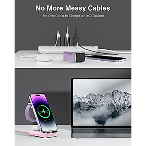 Wireless Charging Station,3 in 1 Wireless Charging Stand Made for Apple Watch Ultra 9 8 7 6 SE 5 4 3,Fast Wireless Charger Made for iPhone 15/Plus/Pro Max/14/13/12/11/X,for AirPods Pro(with Adapter)