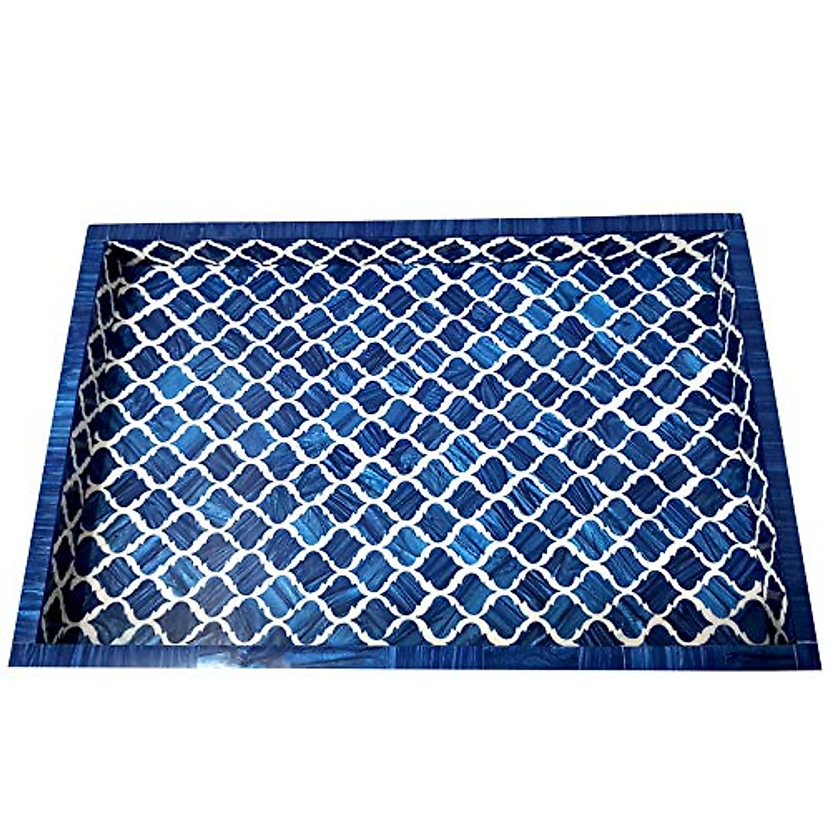 Collectibles Buy Bone Moorish Moroccan Inlay Tray Handmade Damask Blue & White All Purpose Serving Tray Designer Royal Trays Home Decorative … (Blue)