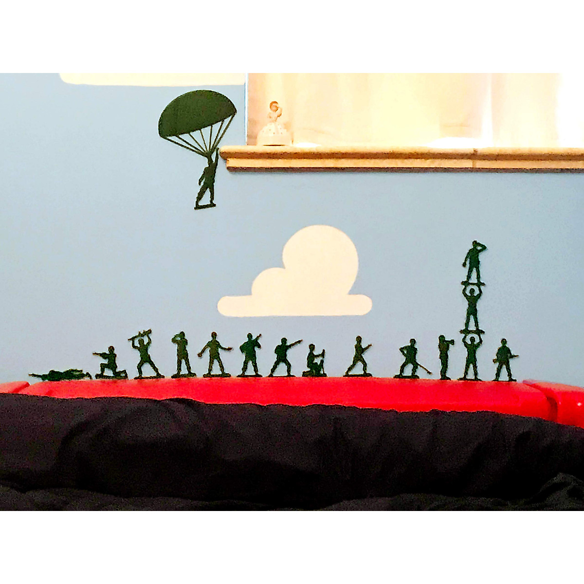 Set of 18 Army Men Acrylic Green Wall Decorations for a Kid's Toy Story Room or Andy's Room Nursery