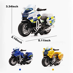 Gilumza Pull Back Motorcycle Toys, Tiny Gift with Music Lighting, Police Motorcycles Toy for Boys Kids Age 3 4 5 6 7 8 Year Old (White)