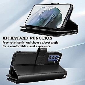 Takfox Galaxy S21 FE 5G Case, for Samsung S21 FE 5G Wallet Case PU Leather Flip Case Cover with Magnetic Closure [9 Card Slots] Card Holder Kickstand for Women Men Folio Detachable Phone Case-Black