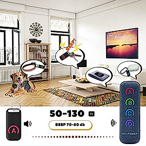 Key Finder Locator: EIRIX New Fabric Wireless Slim RF Key Wallet Finder Item Locator with 80dB Loud Sound and 131ft Working Range, 1 Transmitter + 4 Receivers