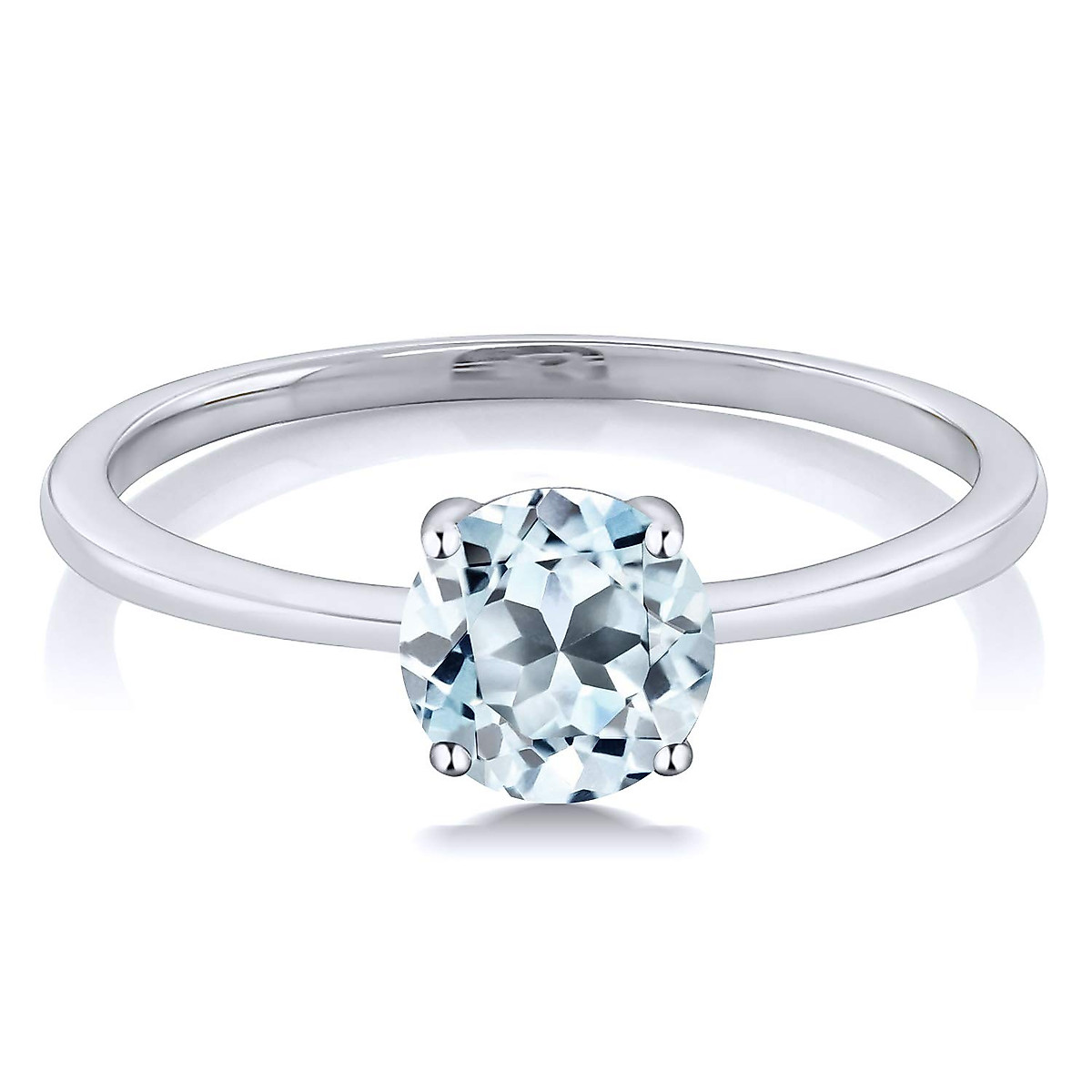Gem Stone King 10K White Gold Sky Blue Topaz Solitaire Engagement Ring For Women (1.00 Cttw, Round 6MM, Gemstone November Birthstone, Size 6)