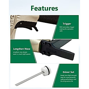 meite MT5016SLN Pneumatic Upholstery Stapler 20 Gauge 1/2-Inch Crown 1/4-Inch to 5/8-Inch Length Long Nose Stapler Fine Wire Stapler with Safety